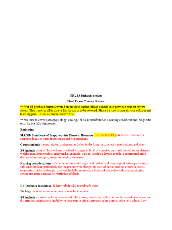 NR 283 Unit 8 Final Exam Concept Review | Free and Paid Chamberlain ... NR 283 Unit 8 Final Exam Concept Review | Free and Paid Chamberlain ...