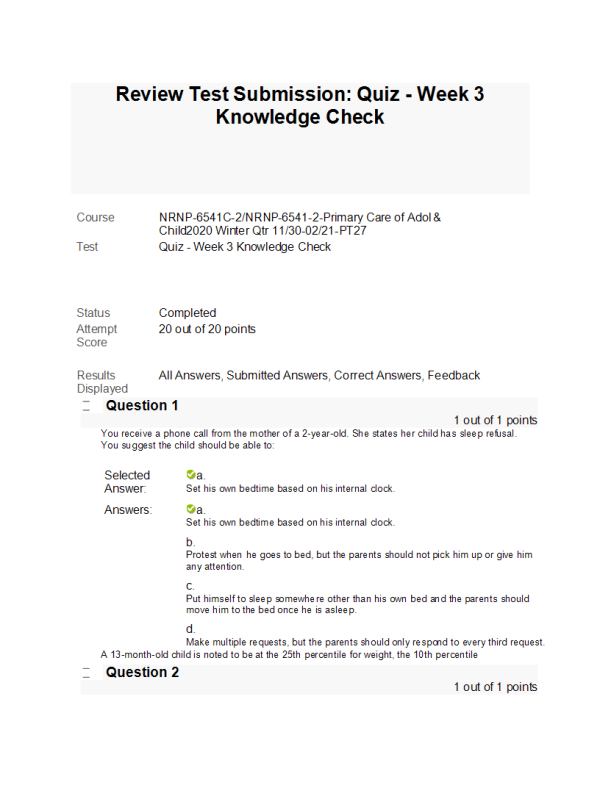 NRNP 6541 Week 3 Quiz-Knowledge Check | Course Resources NRNP 6541 Week 3 Quiz-Knowledge Check | Course Resources