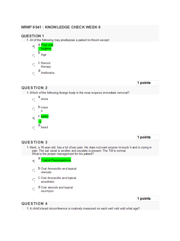 NRNP 6541 Week 6 Quiz-Knowledge Check (100% Correct) | Course Resources NRNP 6541 Week 6 Quiz-Knowledge Check (100% Correct) | Course Resources