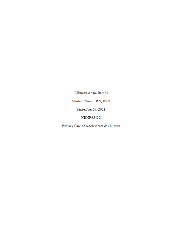 NRNP 6541 Week 2 Assignment; i-Human Adam Barnes | Course Resources NRNP 6541 Week 2 Assignment; i-Human Adam Barnes | Course Resources