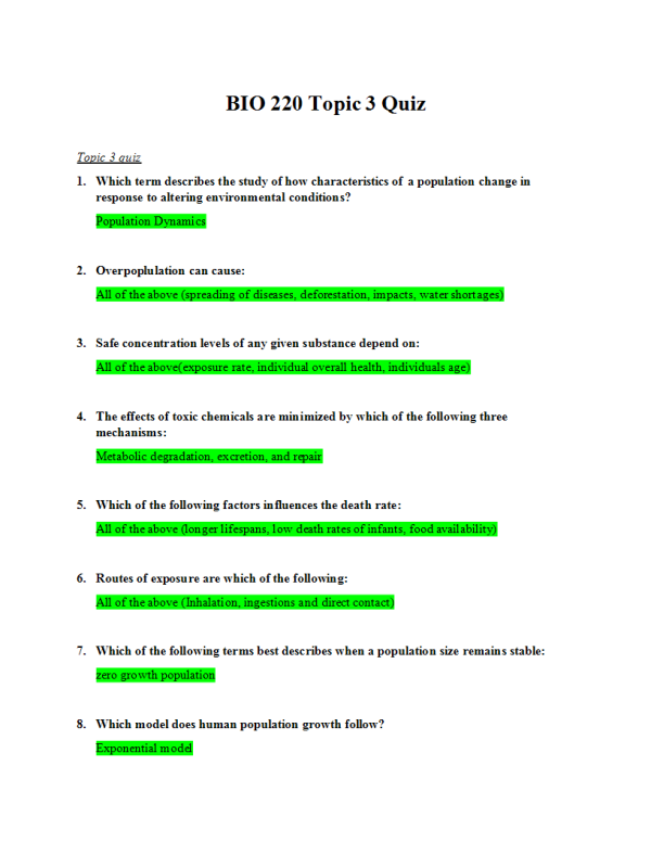 BIO 220 Topic 3 Quiz | Course Resources BIO 220 Topic 3 Quiz | Course Resources