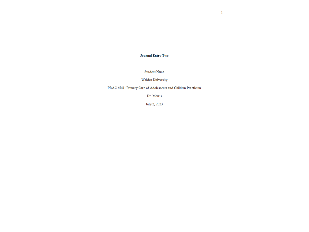 PRAC 6541 Week 5 Assignment; Journal Entry 2 | Course Resources PRAC 6541 Week 5 Assignment; Journal Entry 2 | Course Resources