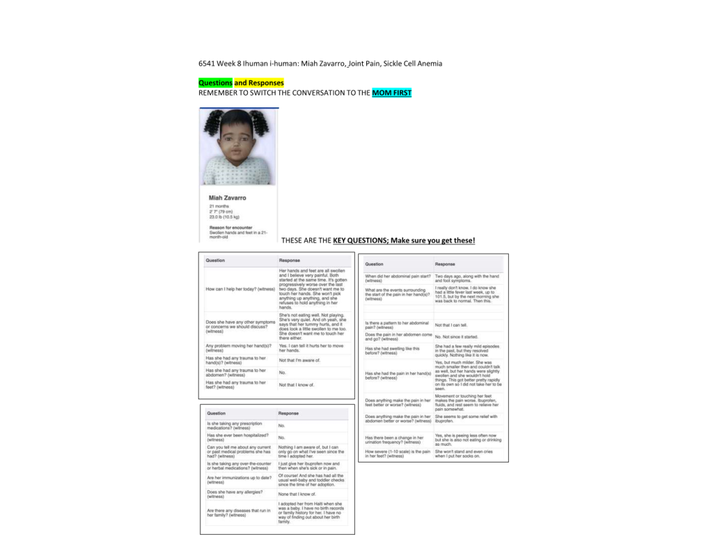PRAC 6541 Week 8 iHuman Miah Zavarro, Joint Pain, Sickle Cell Anemia ... PRAC 6541 Week 8 iHuman Miah Zavarro, Joint Pain, Sickle Cell Anemia ...
