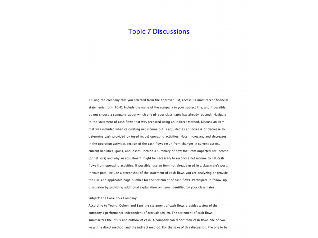 ACC 502 Topic 7 Discussion Questions | Course Resources